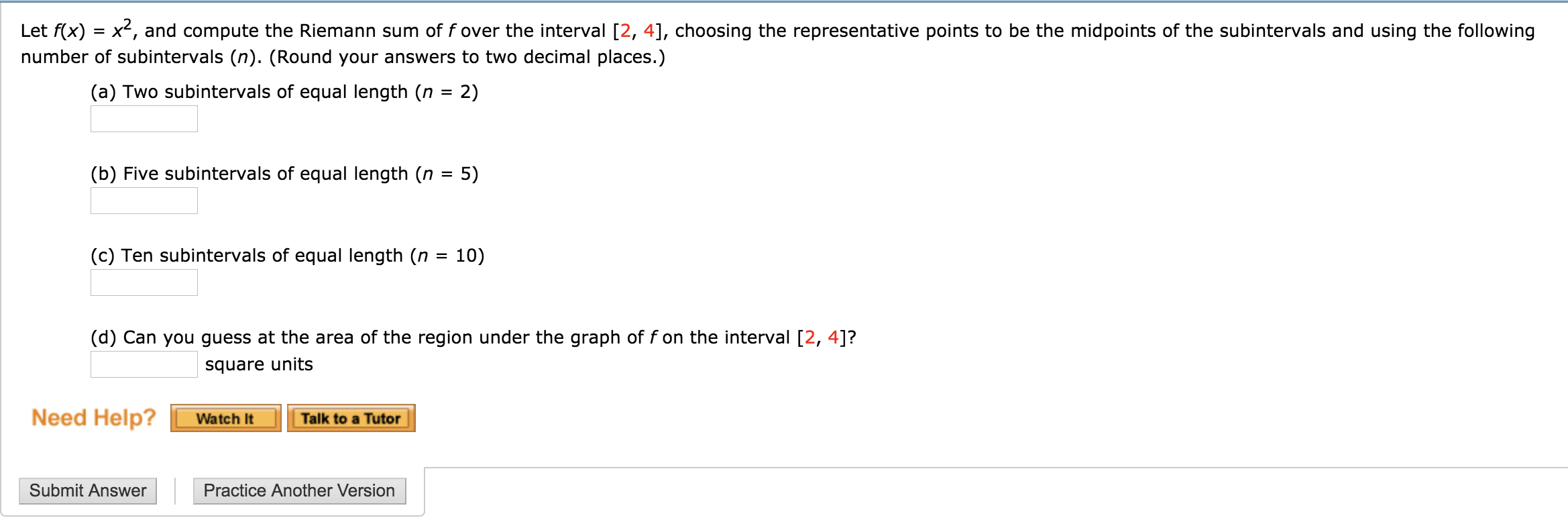 Solved Let f(x) = x2, and compute the Riemann sum of f over | Chegg.com