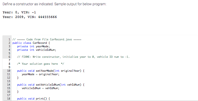 Solved Define a constructor as indicated. Sample output for | Chegg.com
