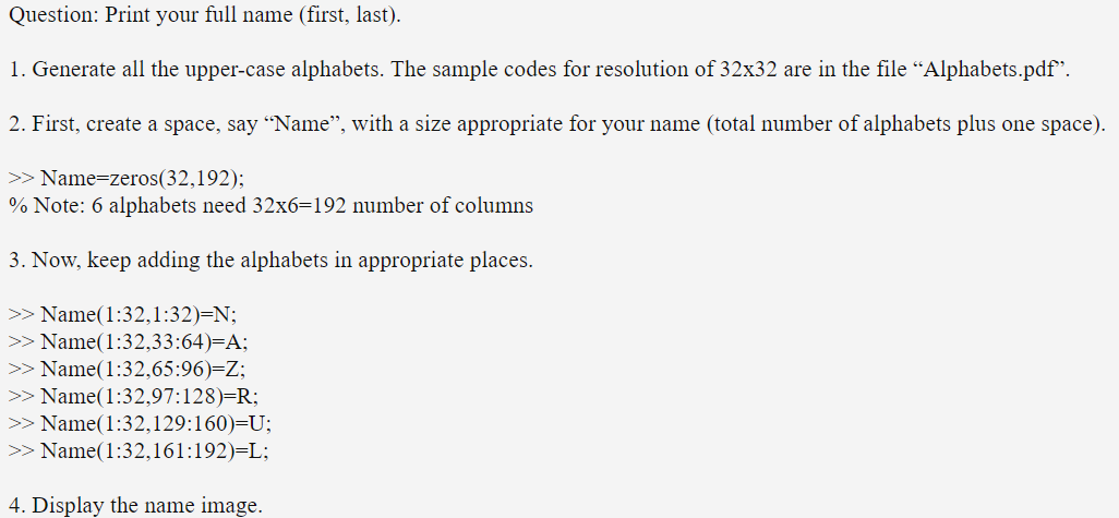 Question: Print your full name (first, last). 1. | Chegg.com