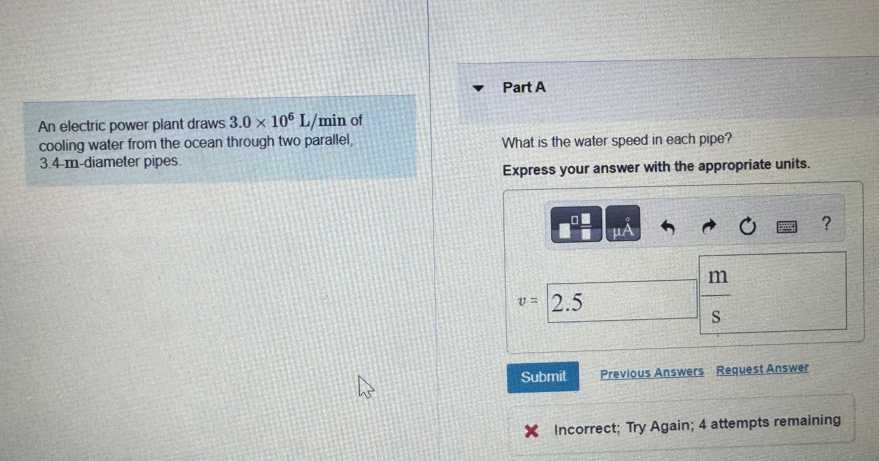 Solved An electric power plant draws 3.0×106 L/min of | Chegg.com