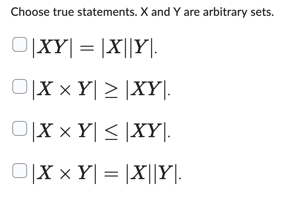 Solved Choose true statements. X and Y are arbitrary | Chegg.com