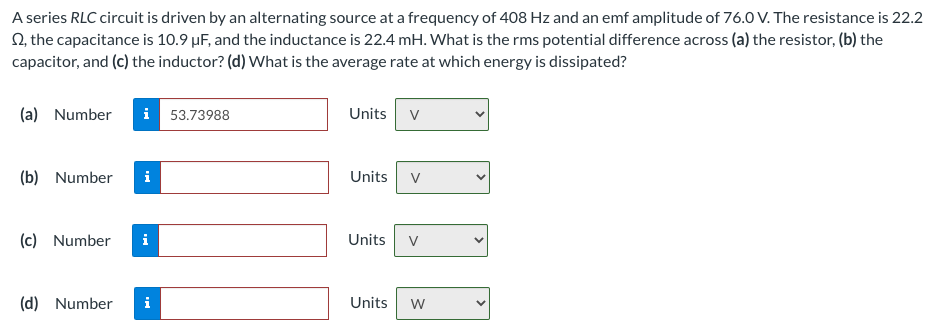 Solved A series RLC circuit is driven by an alternating | Chegg.com