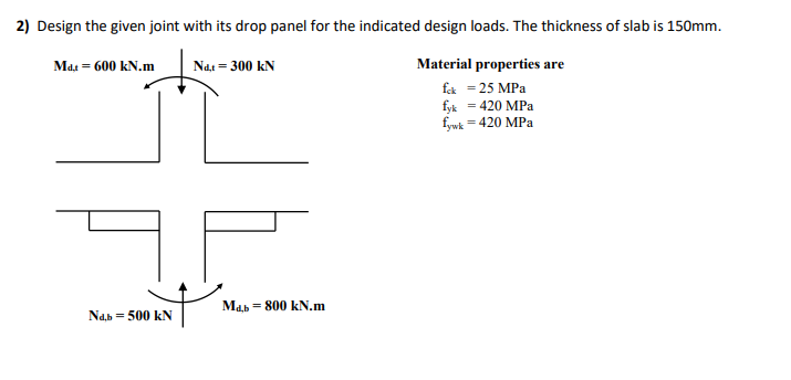 Solved Design the given joint with its drop panel for the | Chegg.com