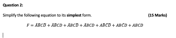 Solved Simplify the following equation to its simplest form. | Chegg.com