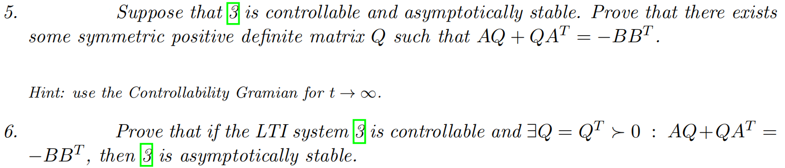 Observability/Controllability and internal stability | Chegg.com