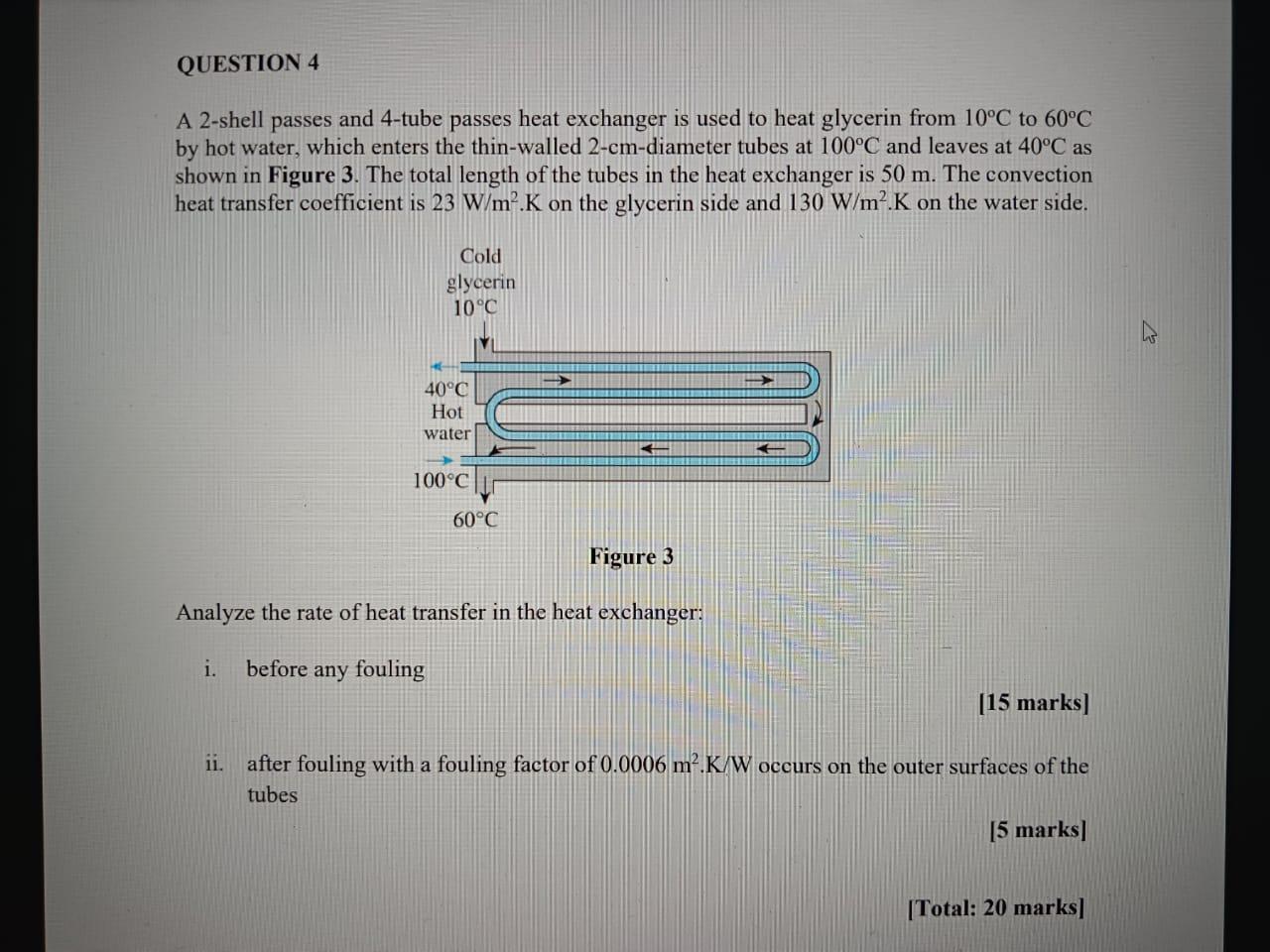 Solved A 2 -shell passes and 4-tube passes heat exchanger is | Chegg.com