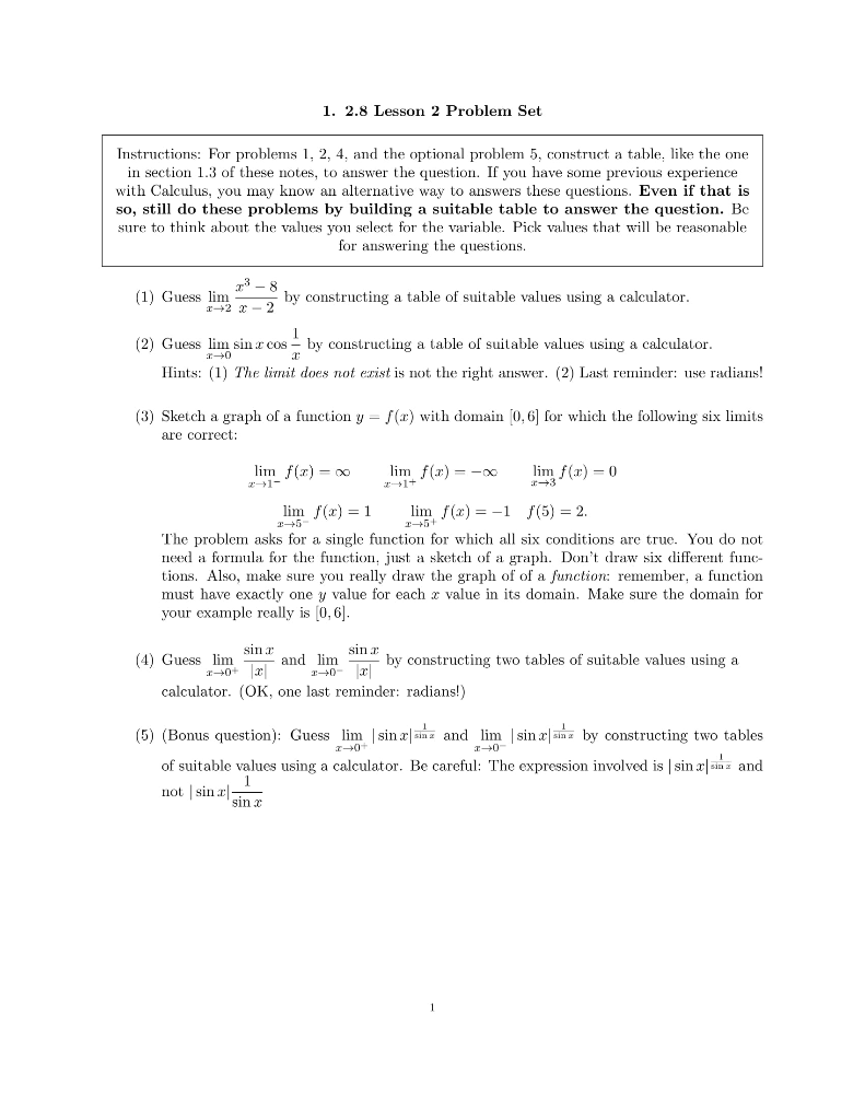 Solved 1. 2.8 Lesson 2 Problem Set Instructions: For | Chegg.com
