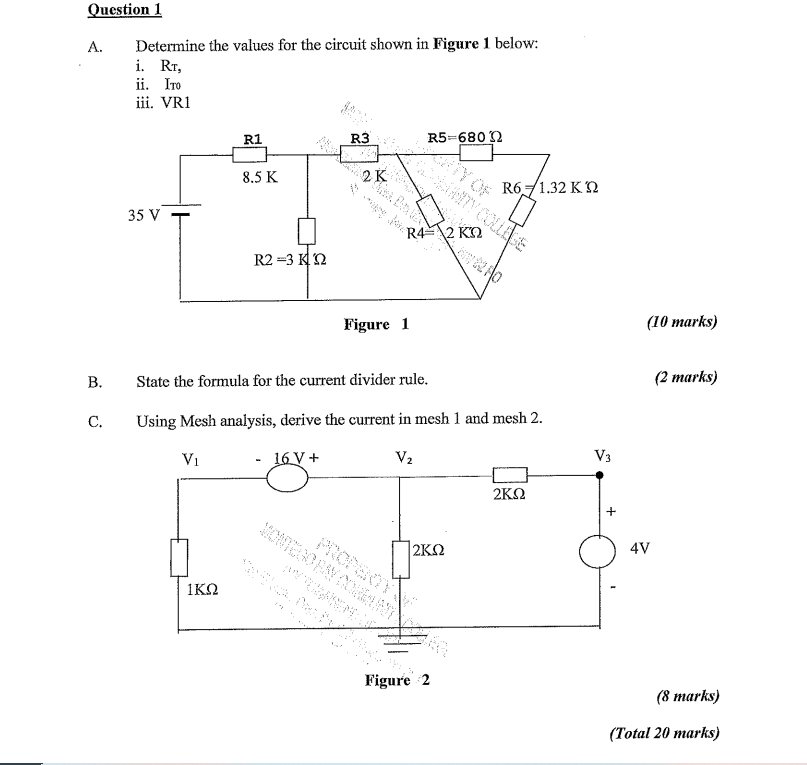 Solved A. Determine the values for the circuit shown in | Chegg.com