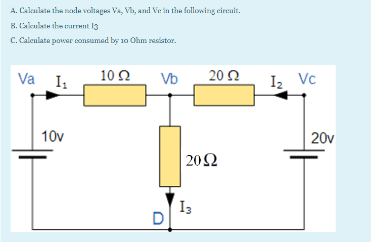 Solved A. Calculate the node voltages Va, Vb, and Ve in the | Chegg.com