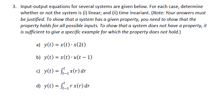 Input-output equations for several systems are given | Chegg.com