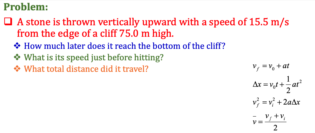 Solved Problem: A stone is thrown vertically upward with a | Chegg.com
