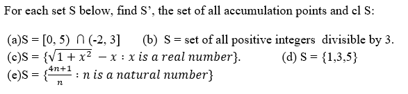 Solved For each set S below, find S ', the set of all | Chegg.com