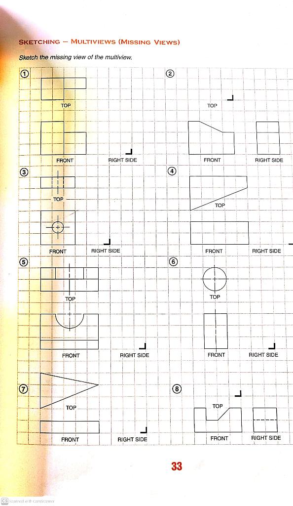 Solved SKETCHING - MULTIVIEWS (MISSING VIEWS) Sketch the | Chegg.com