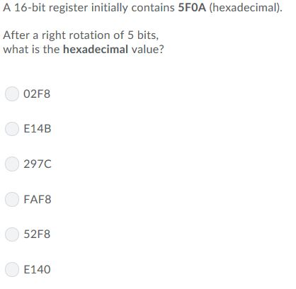 Solved A 16-bit register initially contains 5FOA | Chegg.com
