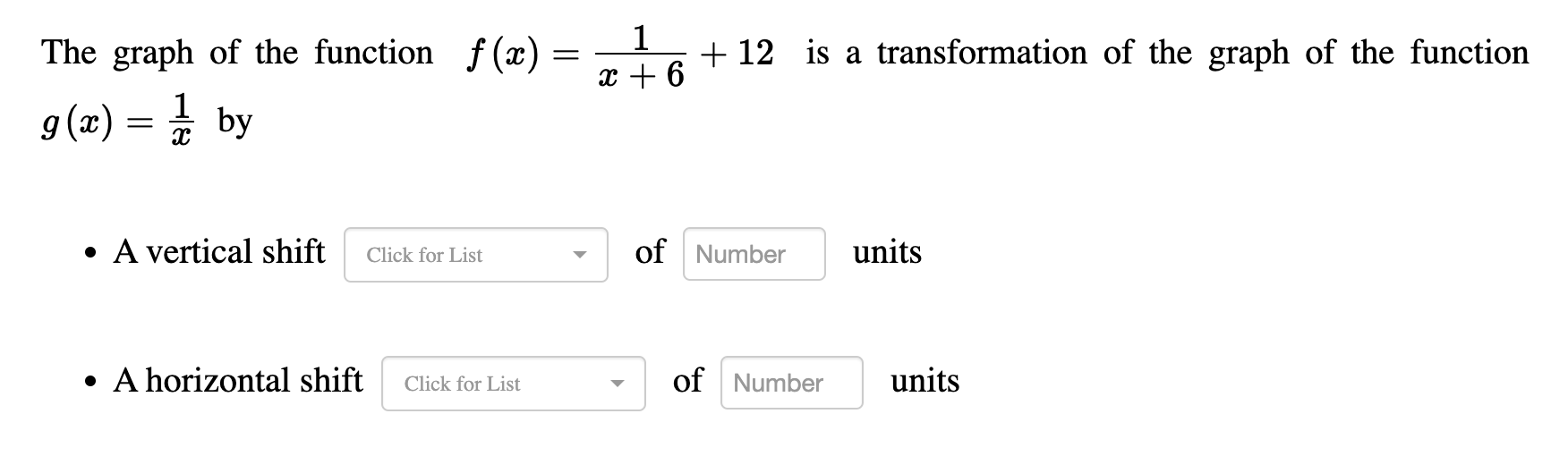Solved The graph of the function f(x) = 1 +12 is a | Chegg.com