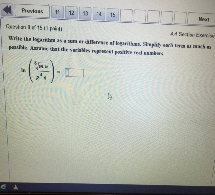 Solved Write the logarithm as a sum or difference of | Chegg.com