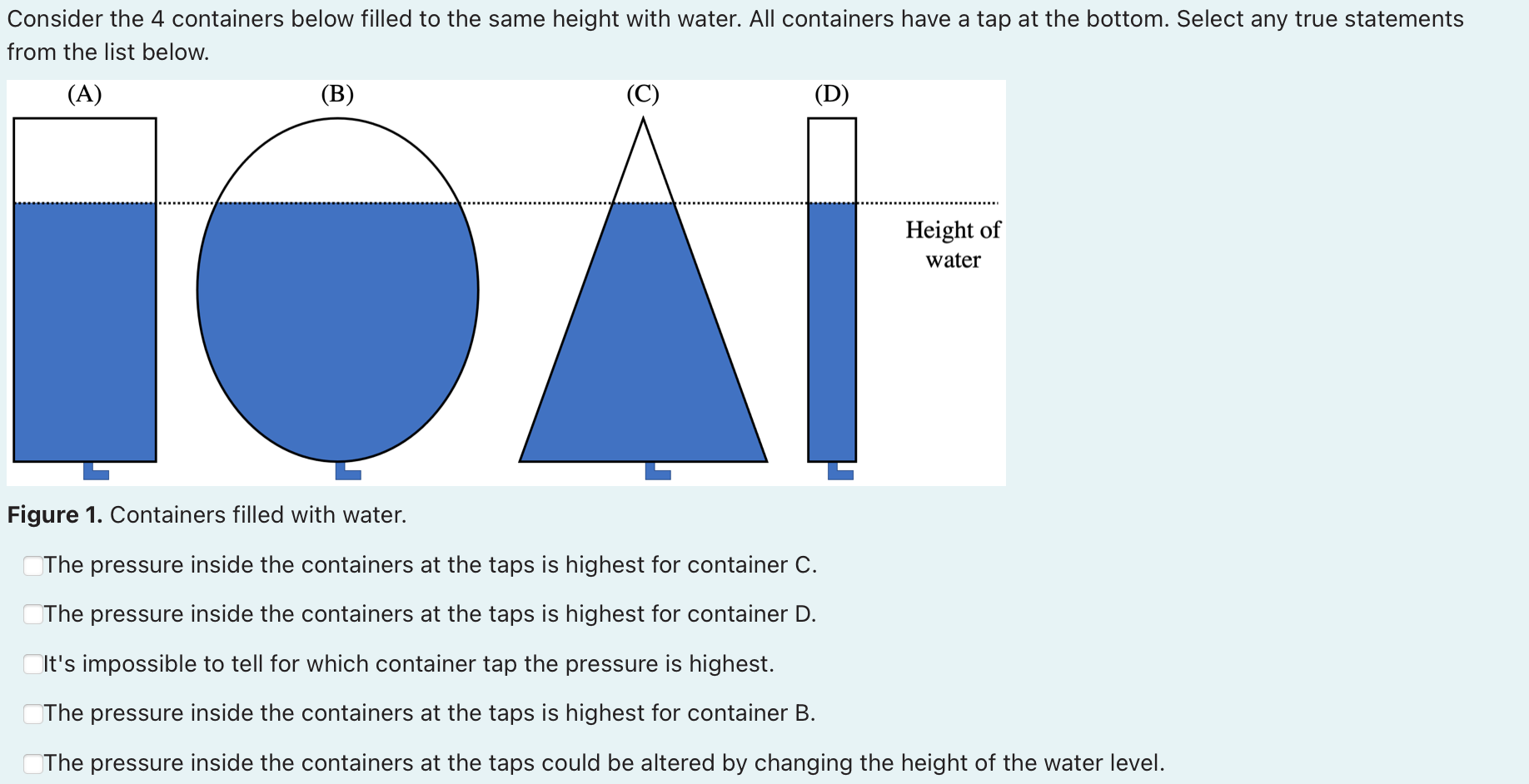 Solved Consider the 4 containers below filled to the same | Chegg.com