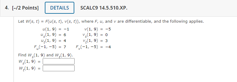 Solved 4. [-/2 points) DETAILS SCALC9 14.5.510.XP. = -1 = 0 | Chegg.com Solved 4. [-/2 points) DETAILS SCALC9 14.5.510.XP. = -1 = 0 | Chegg.com
