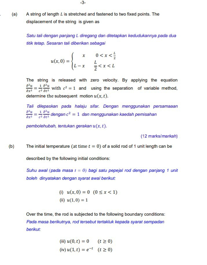 Solved (a) A string of length L is stretched and fastened to | Chegg.com