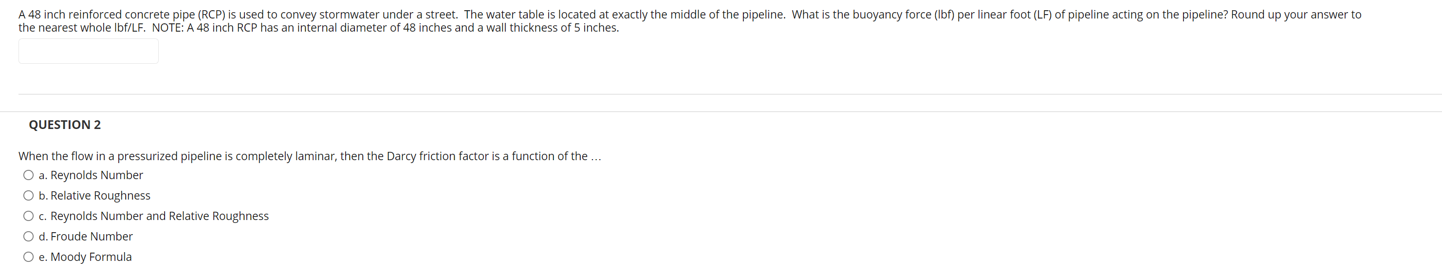 Solved A 48 inch reinforced concrete pipe (RCP) is used to | Chegg.com