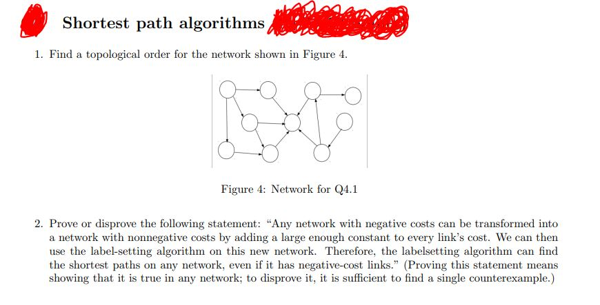 Solved Shortest path algorithms 1. Find a topological order | Chegg.com