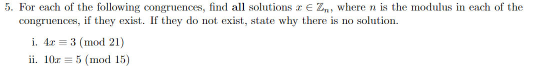 Solved 5. For each of the following congruences, find all | Chegg.com