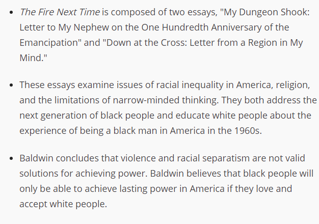 Solved The Fire Next Time is composed of two essays, "My | Chegg.com