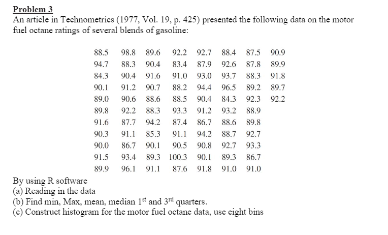 Solved Problem 3 An article in Technometrics (1977, Vol. 19, | Chegg.com