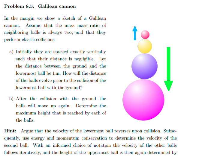 Solved Problem 8.5. Galilean cannon In the margin we show a | Chegg.com