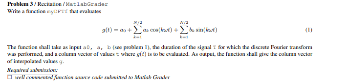 Solved Problem 3 ()/() ﻿Recitation ()/() ﻿Mat labGraderWrite | Chegg.com