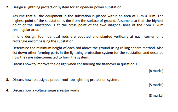 2. Design a lightning protection system for an | Chegg.com