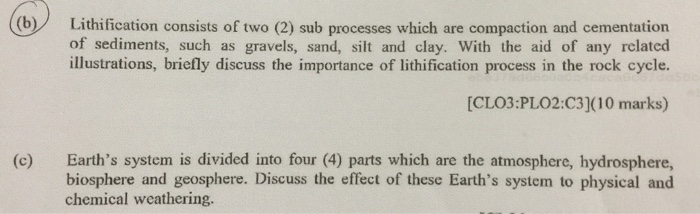 Solved Lithification consists of two (2) sub processes which | Chegg.com