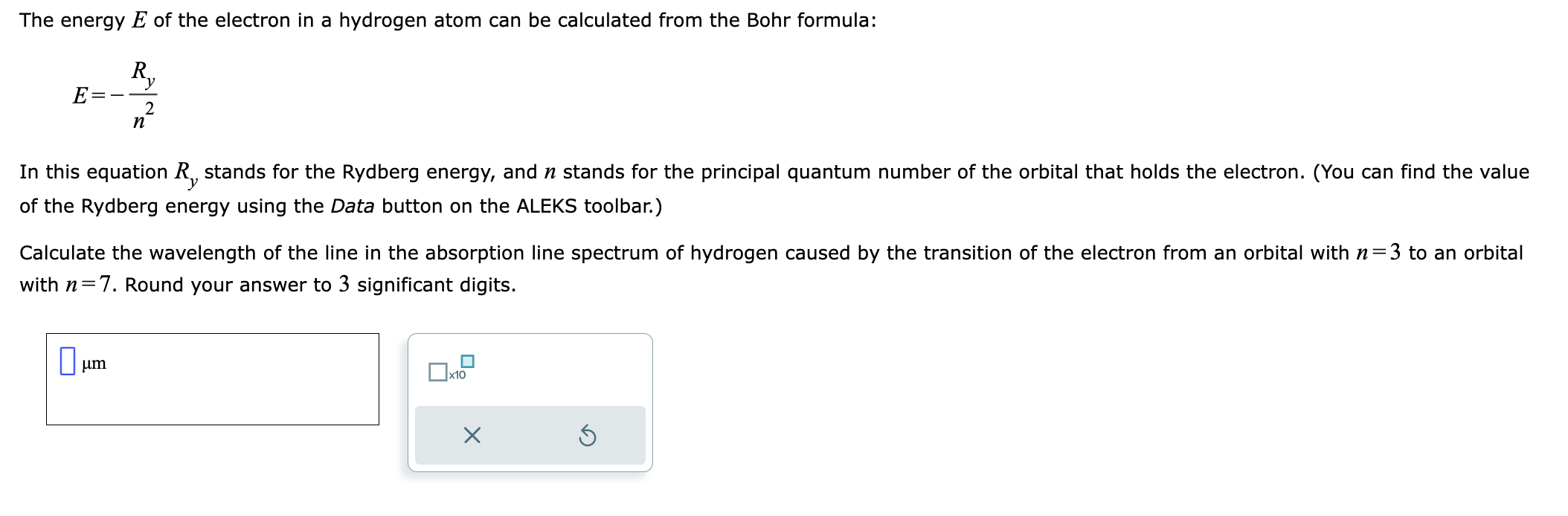 E=−n2Ry In this equation Ry stands for the Rydberg | Chegg.com