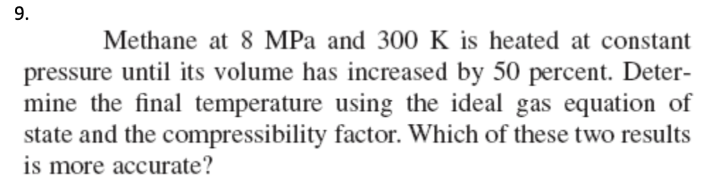 Solved Methane at 8MPa and 300 K is heated at constant | Chegg.com