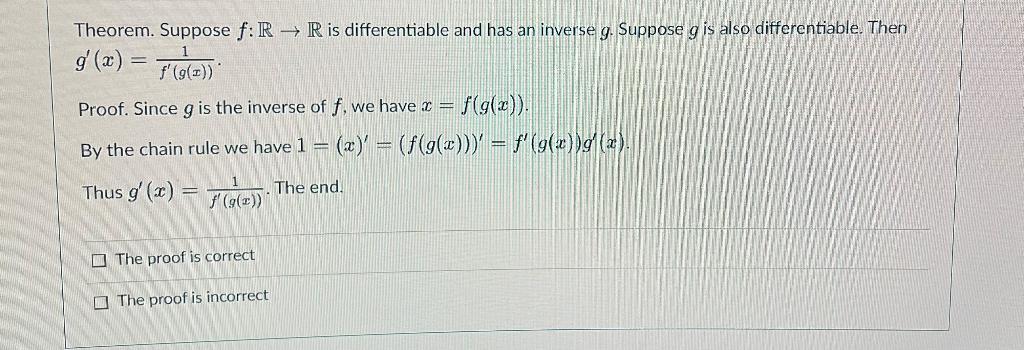 Solved Theorem. Suppose f: R → Ris differentiable and has an | Chegg.com