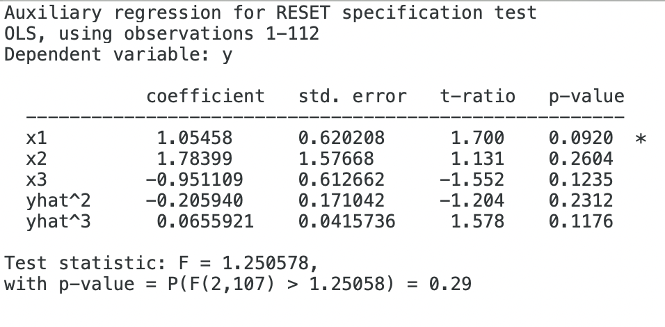 Solved Auxiliary regression for RESET specification test | Chegg.com