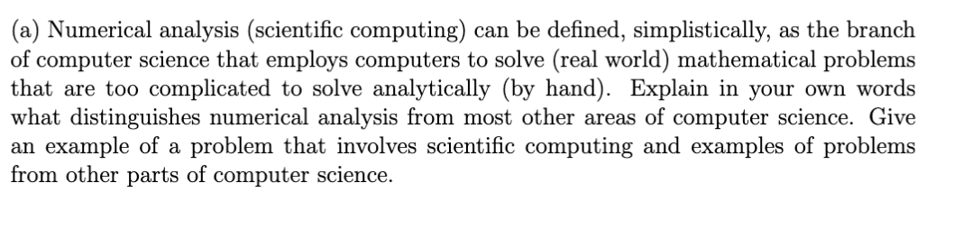 (a) Numerical analysis (scientific computing) can be | Chegg.com