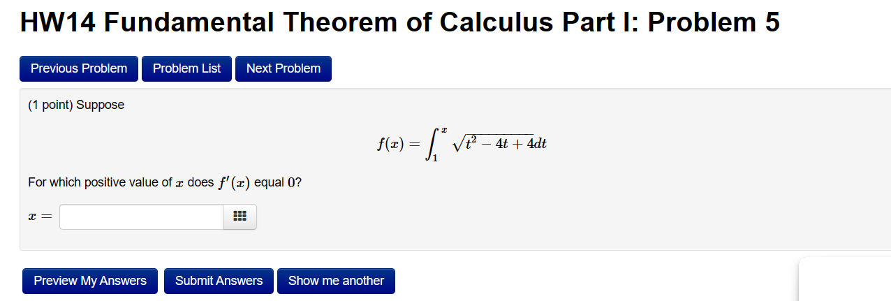 Solved HW14 Fundamental Theorem of Calculus Part I: Problem | Chegg.com