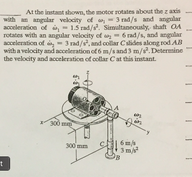 Solved At the instant shown, the motor rotates about the z | Chegg.com