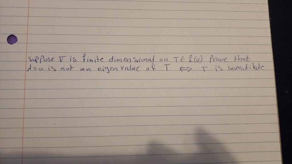 Solved suppose V is finite dimen sional on T∈L(u) Prove that | Chegg.com