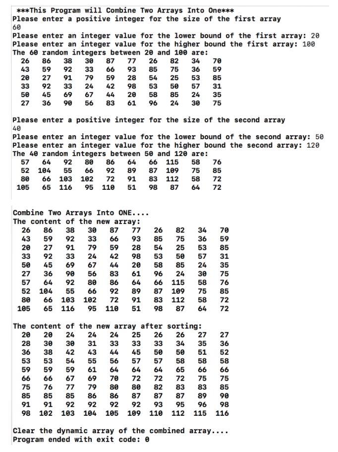 Solved int* fillArray(int size, int low, int high); //return | Chegg.com