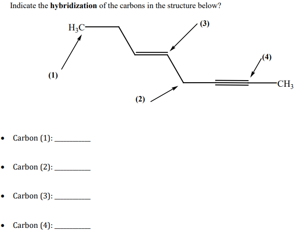 Solved Indicate the hybridization of the carbons in the | Chegg.com