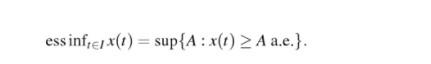Solved essinft∈Ix(t)=sup{A:x(t)≥A a.e. | Chegg.com