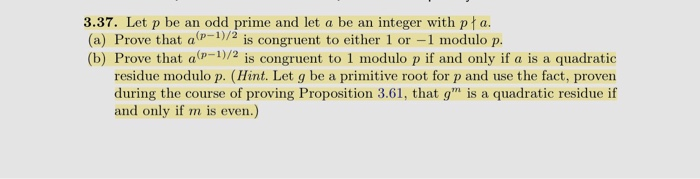 Solved 3.37. Let p be an odd prime and let a be an integer | Chegg.com