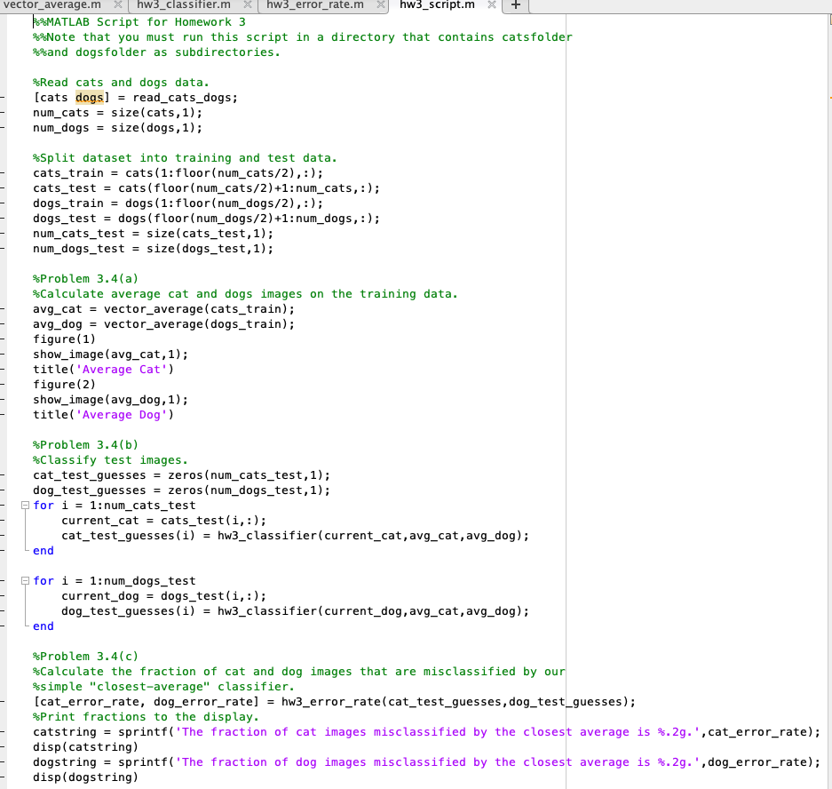 Solved vector_average.m ×( hw3_classifier.m x | Chegg.com