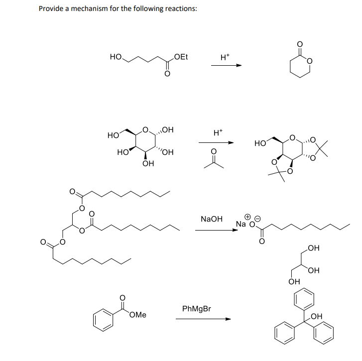 Solved Provide a mechanism for the following reactions: H+ | Chegg.com