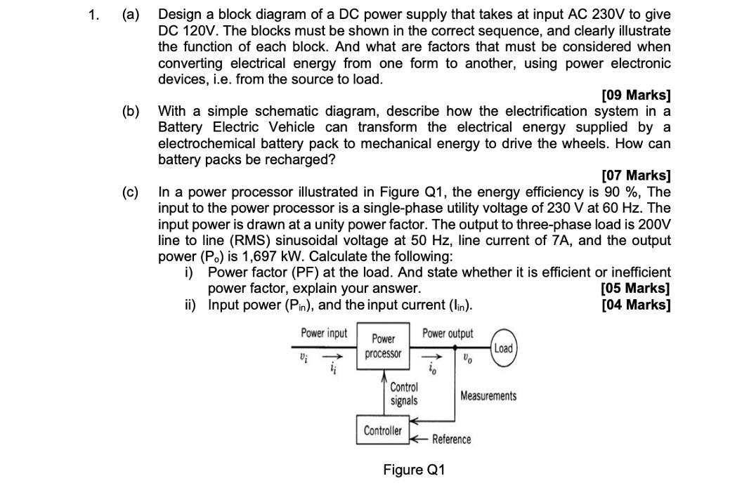 1. (a) Design a block diagram of a DC power supply | Chegg.com