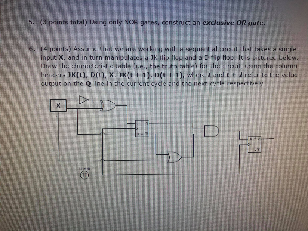 Solved 5. (3 points total) Using only NOR gates, construct | Chegg.com