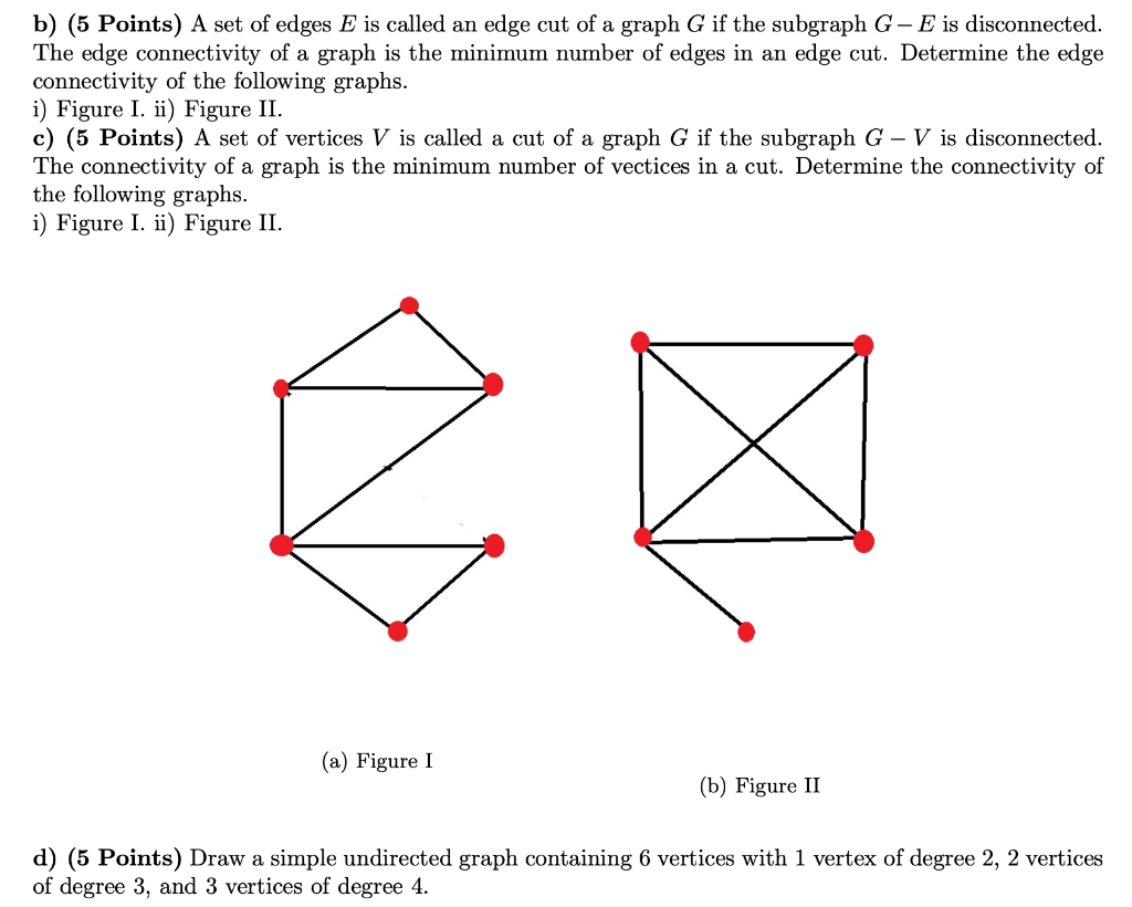 Solved b) (5 Points) A set of edges E is called an edge cut | Chegg.com
