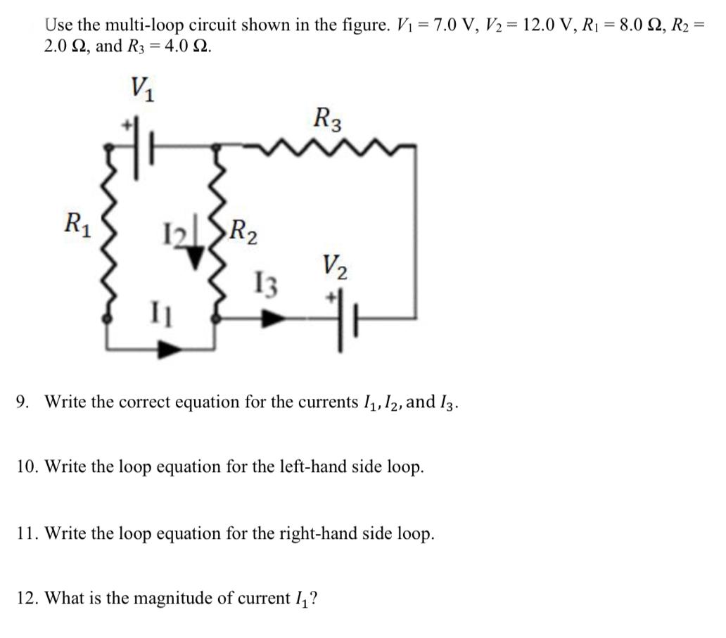 Solved Use the multi-loop circuit shown in the figure. Vi = | Chegg.com